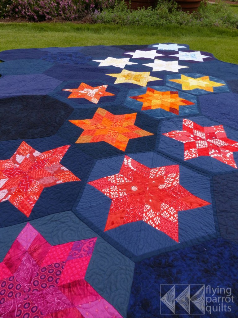 Astronomy quilt finish – Flying Parrot Quilts